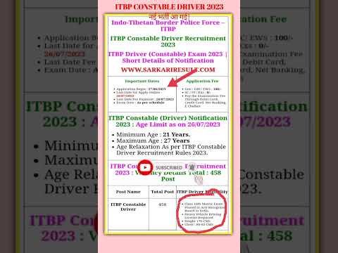 ITBP DRIVER constable new vacancy 2023||✨😇#itbprecruitment2023 #itbp #shorts