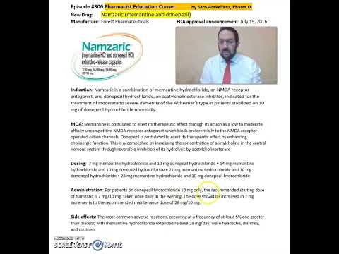 Namzaric (memantine and donepezil)- moderate to severe dementia of the Alzheimer’s type