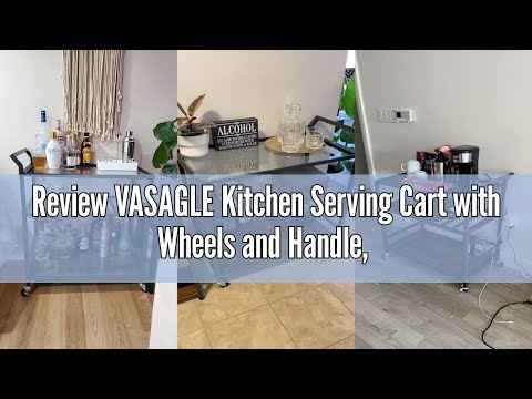 Review VASAGLE Kitchen Serving Cart with Wheels and Handle, Wine Glass, Rusic Brown and Black ULRC08