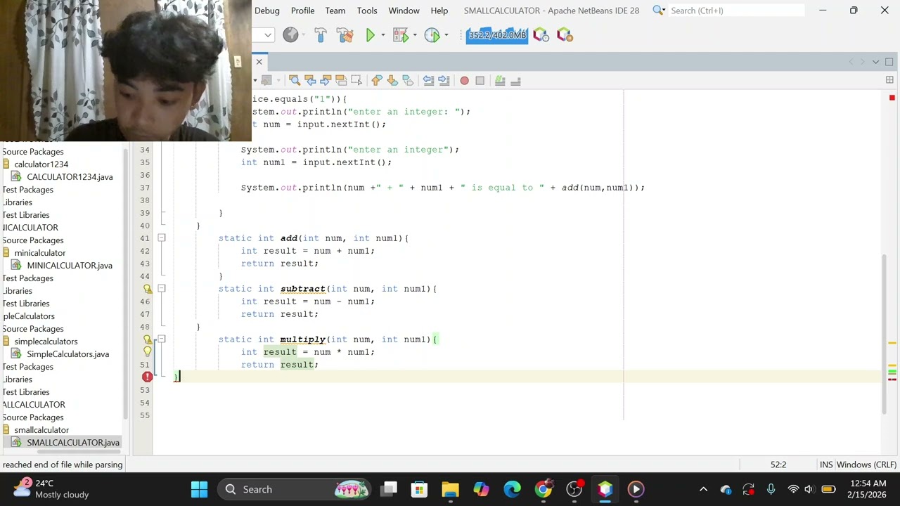 BASIC CALCULATOR USING METHODS AND IF ELSE STATEMENT IN JAVA PROGRAMMING LANGUAGE