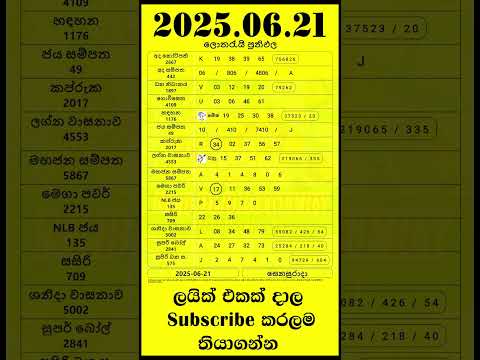 NLB DLB Lottery Results Today | 2025.06.21 #lotterynumbers #lottery