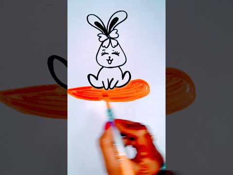 How to draw Easter bunny with carrot π₯ #kidsdrawing #howtodraw #shorts @PalakEducationArts