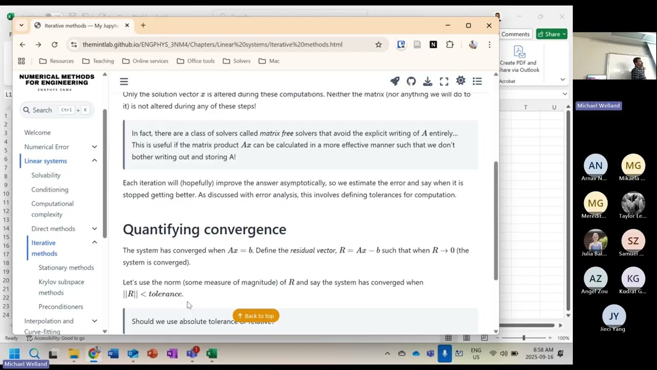 2025 Week 3 - Linear systems 2, iterative solvers
