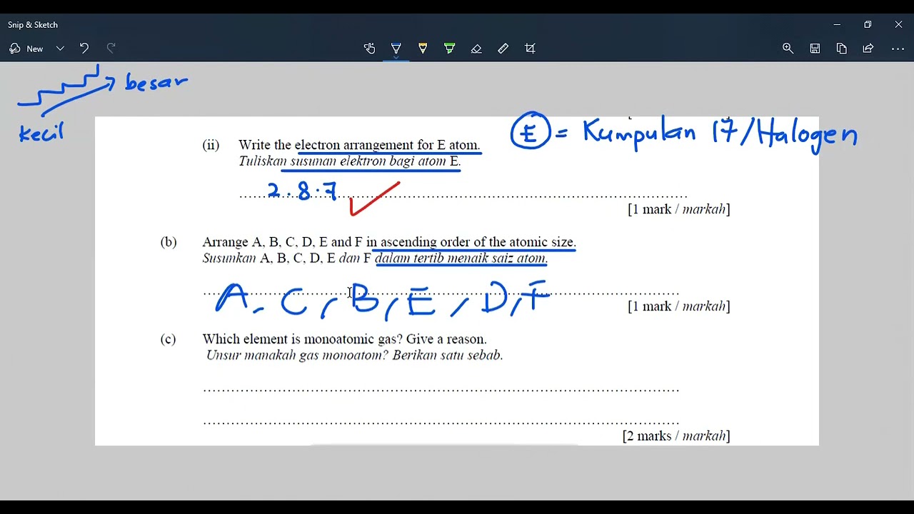 Bab 4 Jadual berkala unsur Tingkatan 4 KSSM Panduan Menjawab Soalan SPM