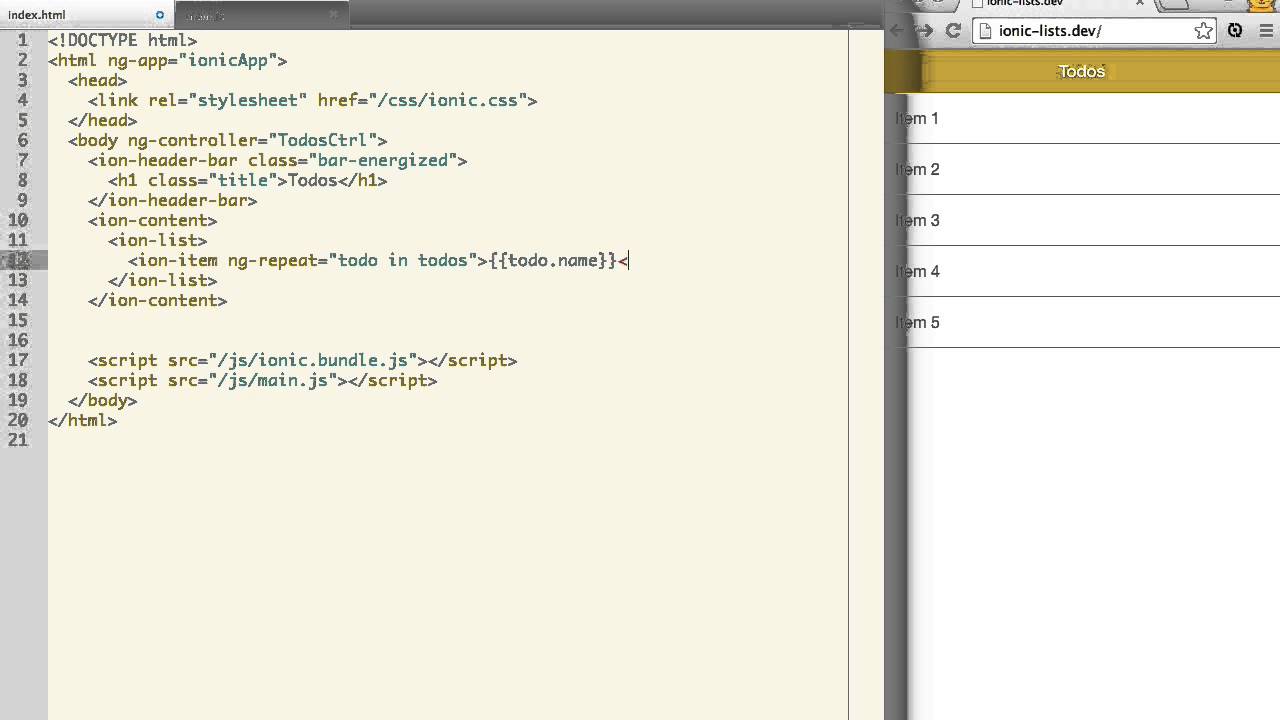 Ionic - Introduction to Lists
