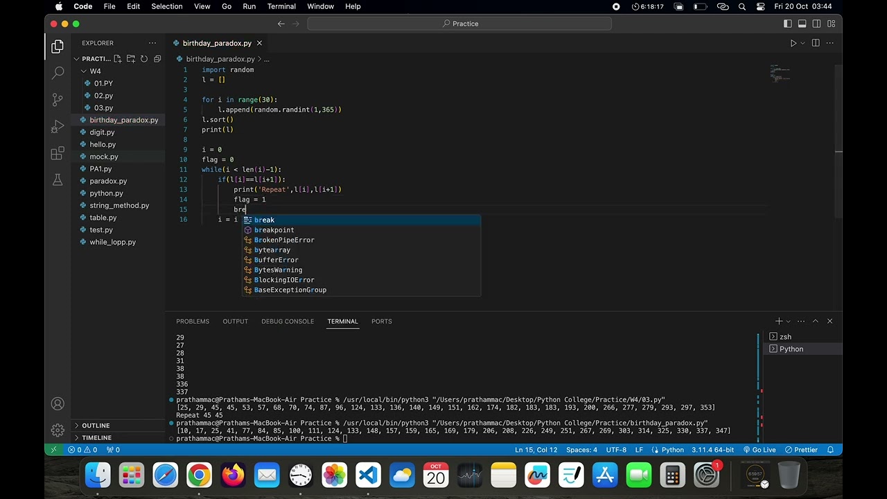 Birthday Paradox using Python @virtualpratham