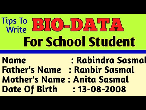 Bio-Data Writing Sample | How To Write Resume Of A Student | Resume Writing |