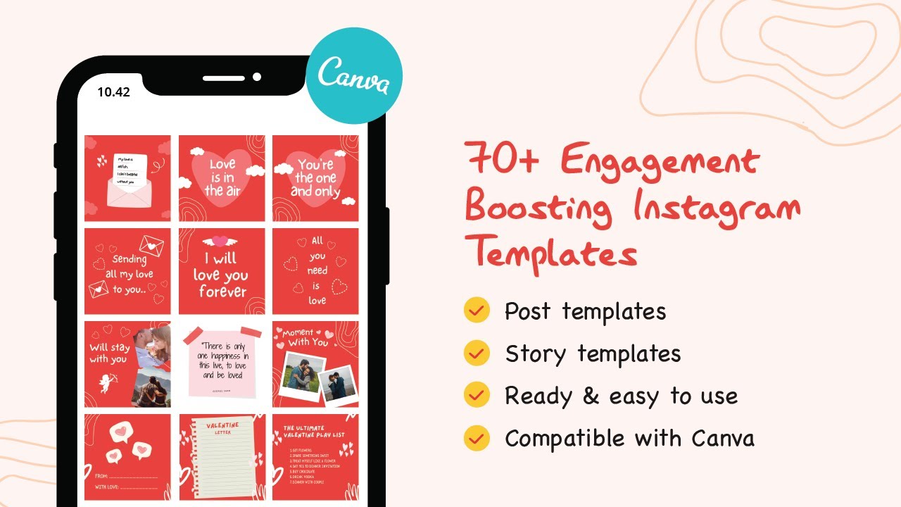 Valentine's day social media template bundle! Editable Valentine with Canva! Easy to edit!