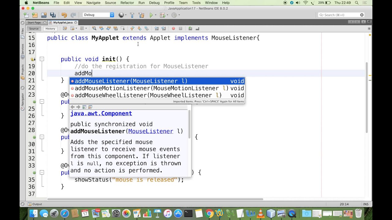 Mouse Event Handling