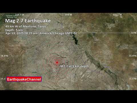 Weak Mag. 2.7 Earthquake - 49 km W of Mentone, Texas Apr 13, 2025, at 08:25 am