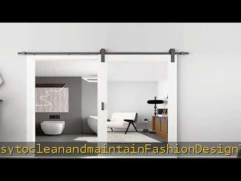 BARNSMITH 36in x 84in Glass Barn Door with 6.6FT Sliding Door Hardware Kit Included, 1 Lites Panel