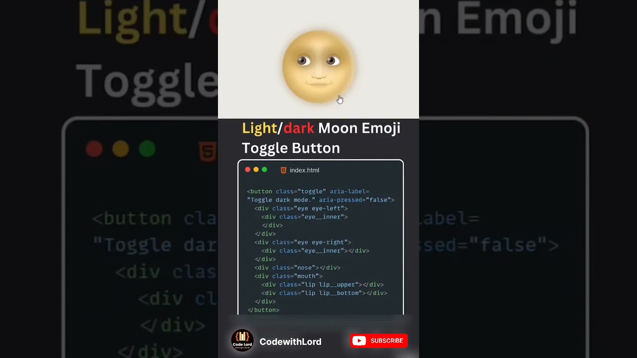 light and dark mode for website using html css and javascript #shorts #viral #trending