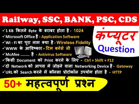 Computer Questions | कंप्यूटर के 50+ महत्त्वपूर्ण MCQ प्रश्न | SSC, Railway, Patwari, PSC, Bank