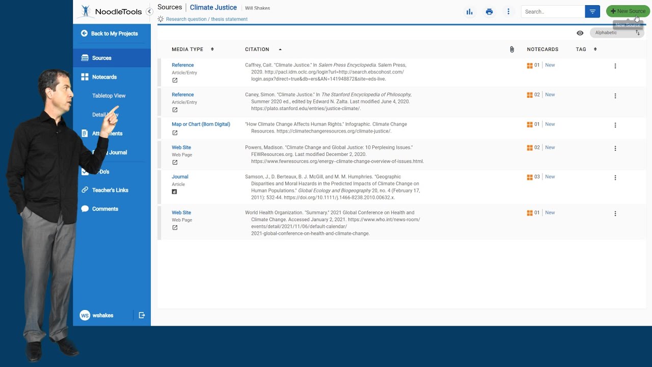 Create a citation in NoodleTools