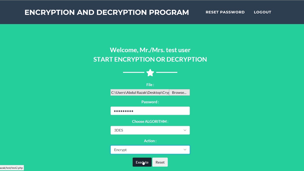 Encryption and Decryption  Web Application Program Demonstration