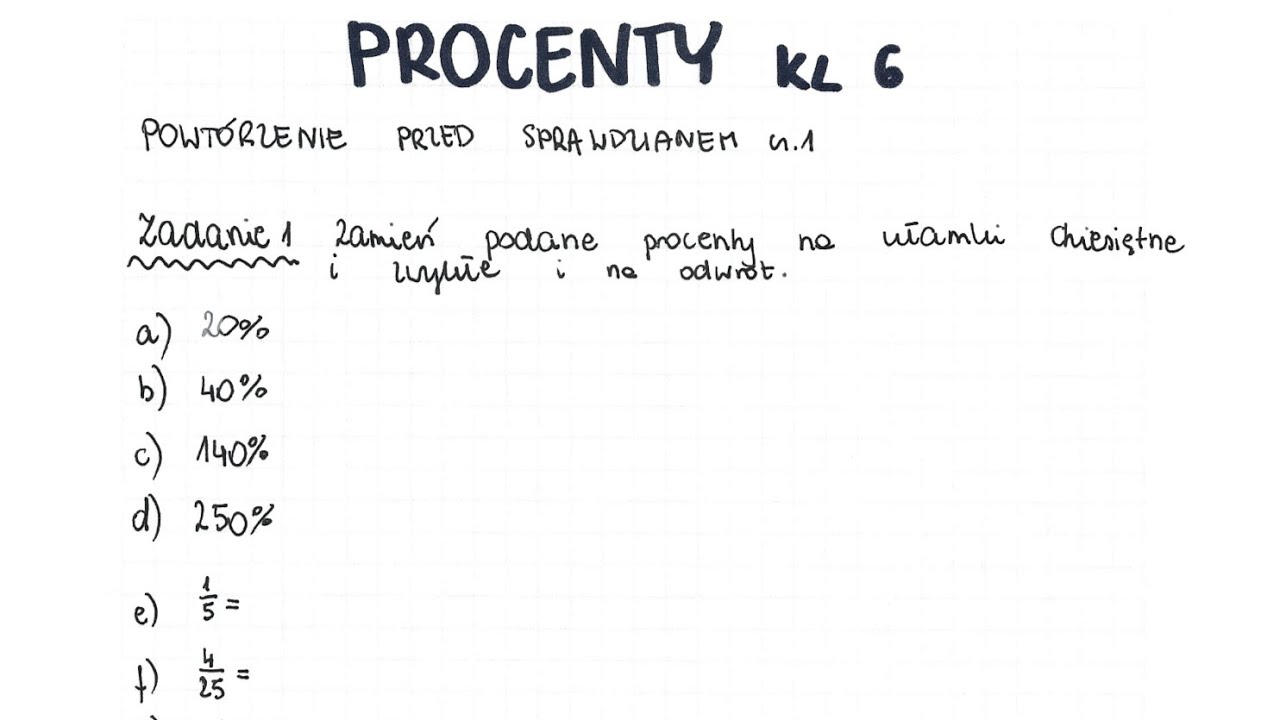 Procenty - klasa 6 - GWO - Matematyka z plusem - sprawdzian - pdf w opisie