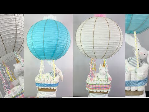 HOT AIR BALLOON DIAPER CAKE | Baby Shower Celebration | Centerpiece |Tutorial