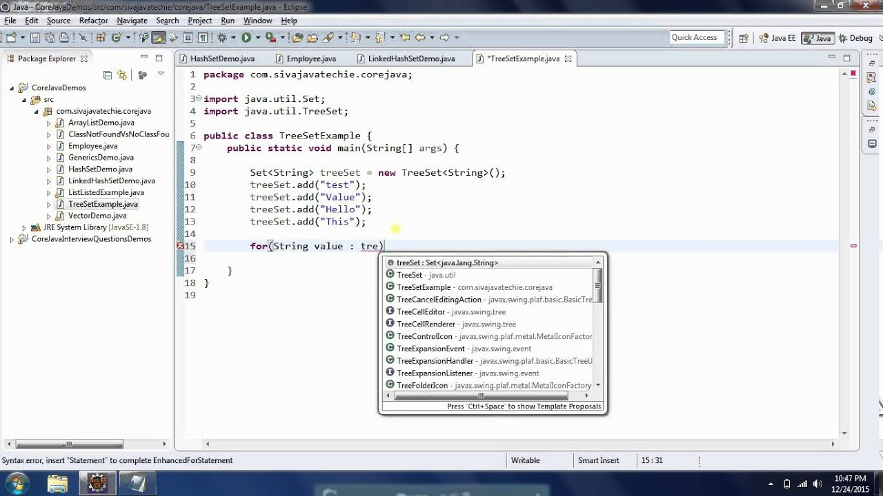 Collections in Java: TreeSet Concept explanation in Detail with examples
