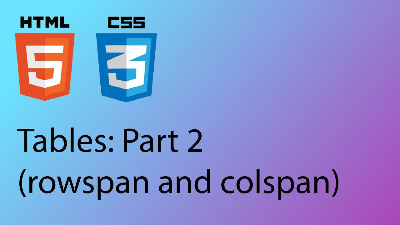 HTML & CSS 2020 Tutorial 34 - Tables: Part 2 (colspan and rowspan properties)