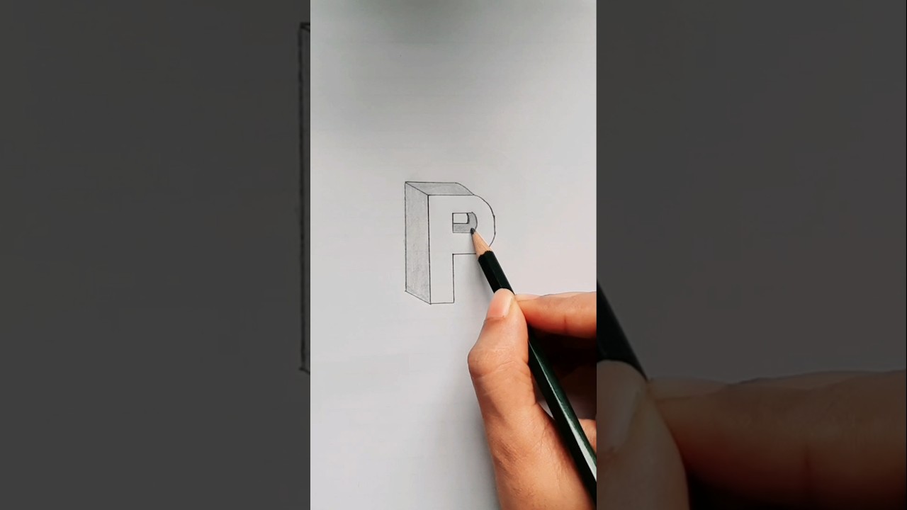 How to draw 3D letter P | 3D art | drawing with pencil | pencil sketch #3ddrawing