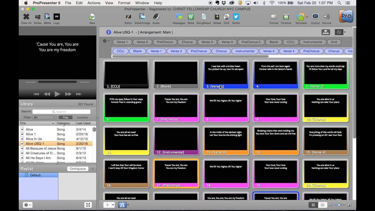 ProPresenter 5 Editing and Adding Arrangements