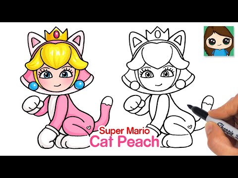 How to Draw Cat Princess Peach | Super Mario