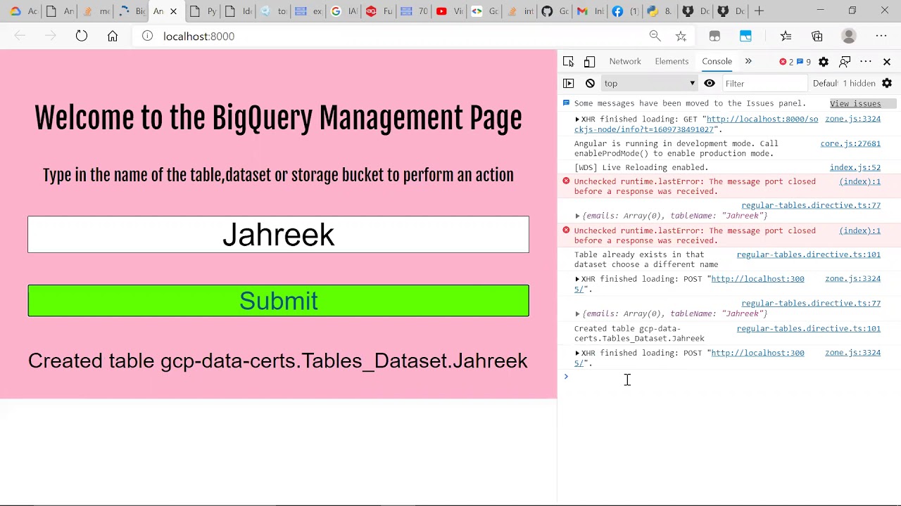 Tables and the Bigquery API (Python SDK)