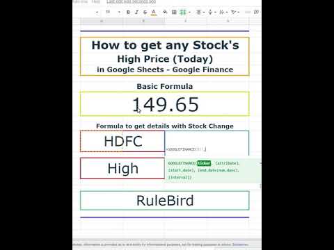 How to get High Price (Shares) in Google Finance - Google Sheet #Shortcuts with #Shorts