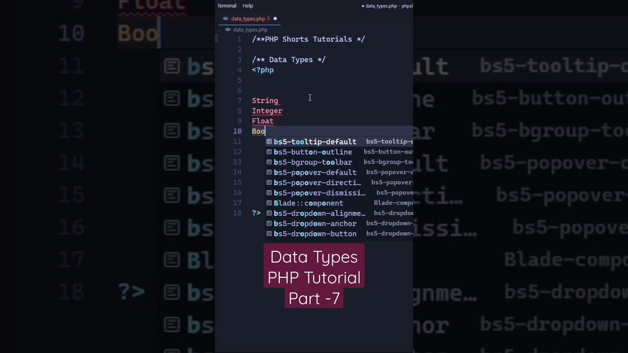 PHP Tutorial: Data Types - Part -7 #shorts