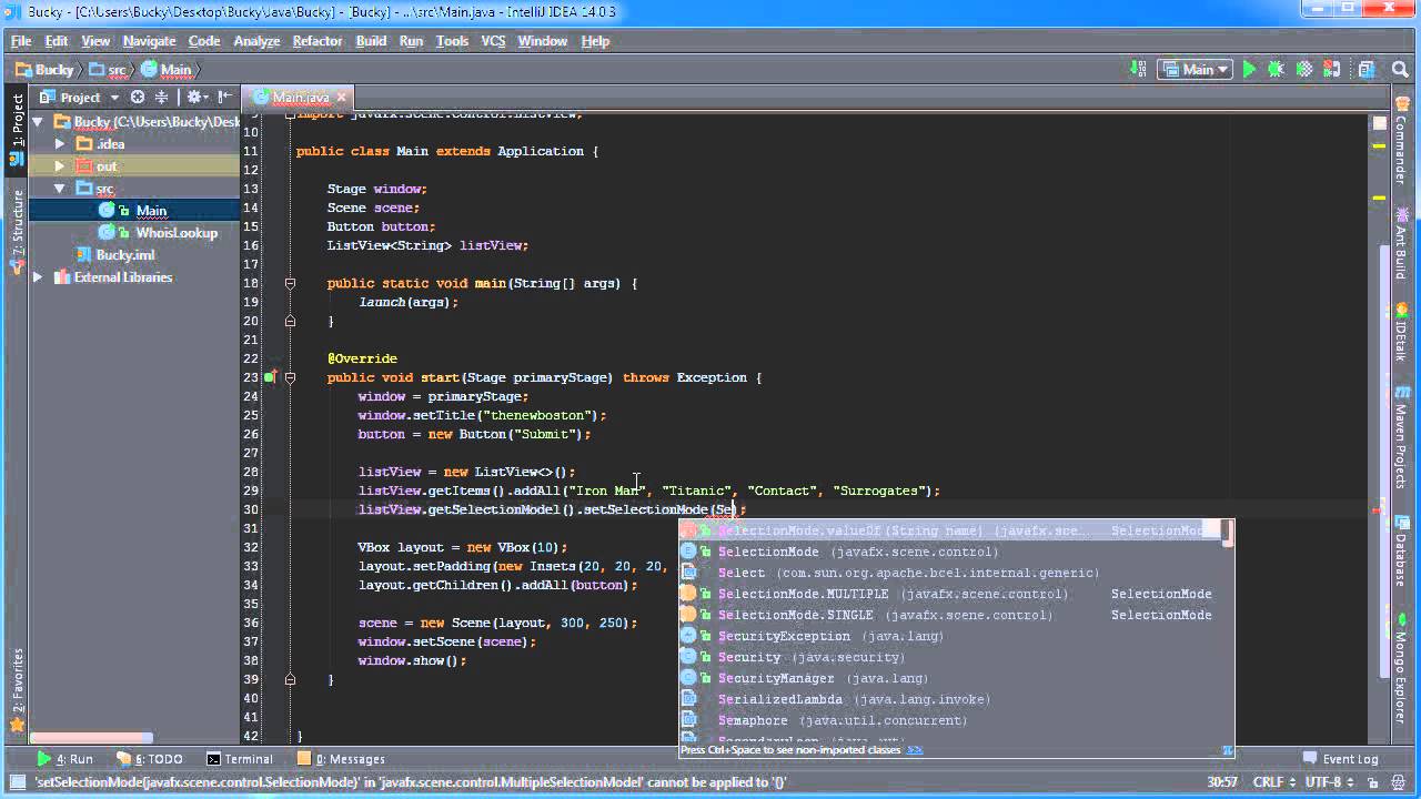 JavaFX Java GUI Tutorial - 15 - ListView