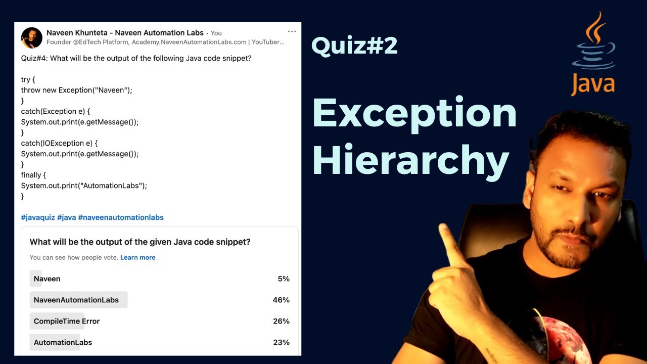 Quiz#2 - JAVA Exception Hierarchy Interview Question - QUIZ