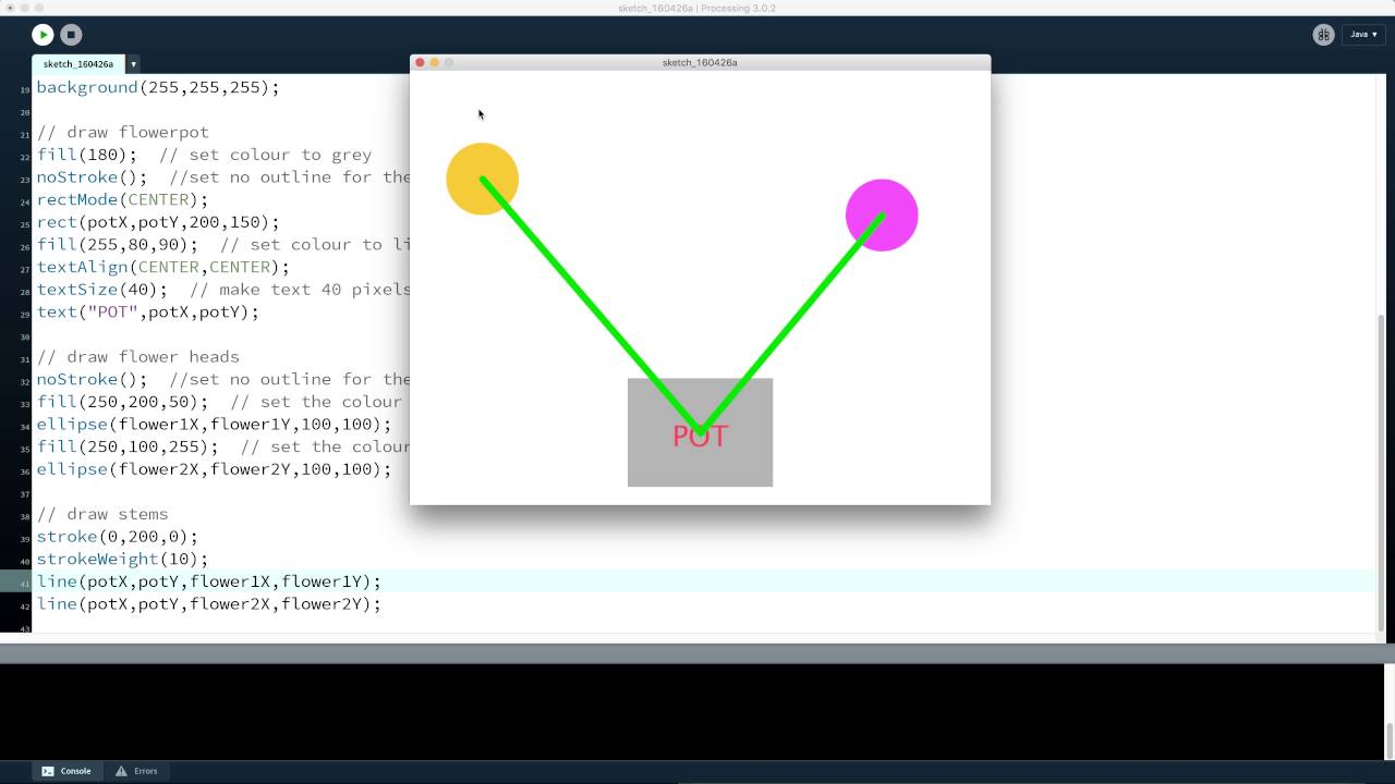 Introduction to graphics in the Processing programming language (video 2)