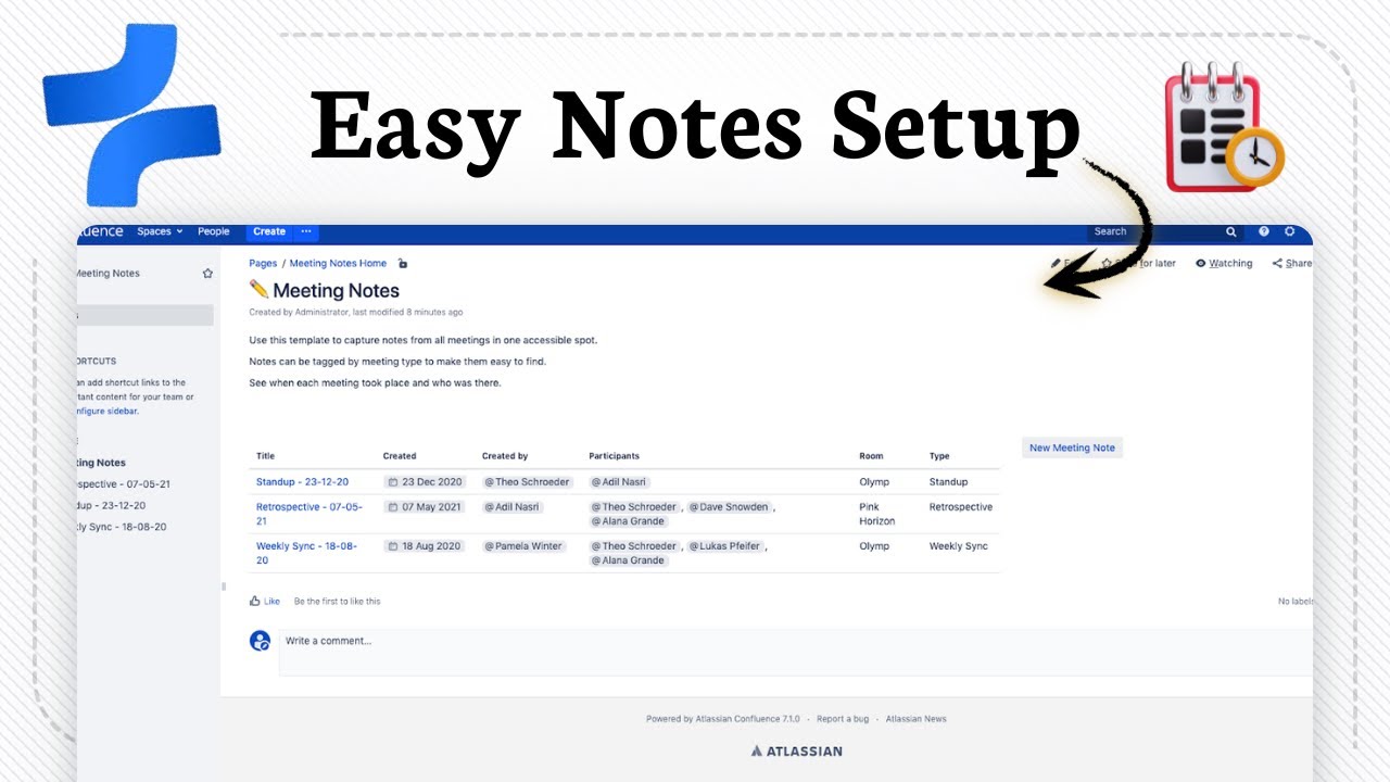How to create a meeting notes page in Confluence