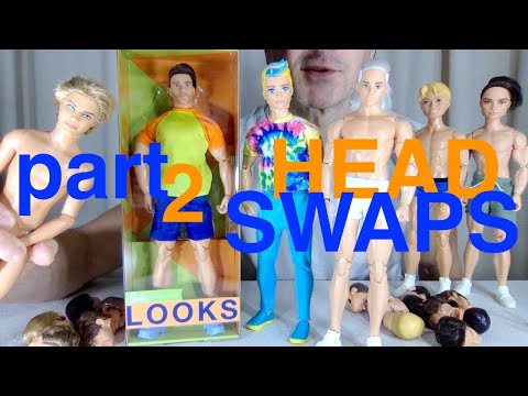 Barbie Looks 18 Buff Tate Head Swap Matches: Mattel Ken Doll Unboxing Rebody Comparison