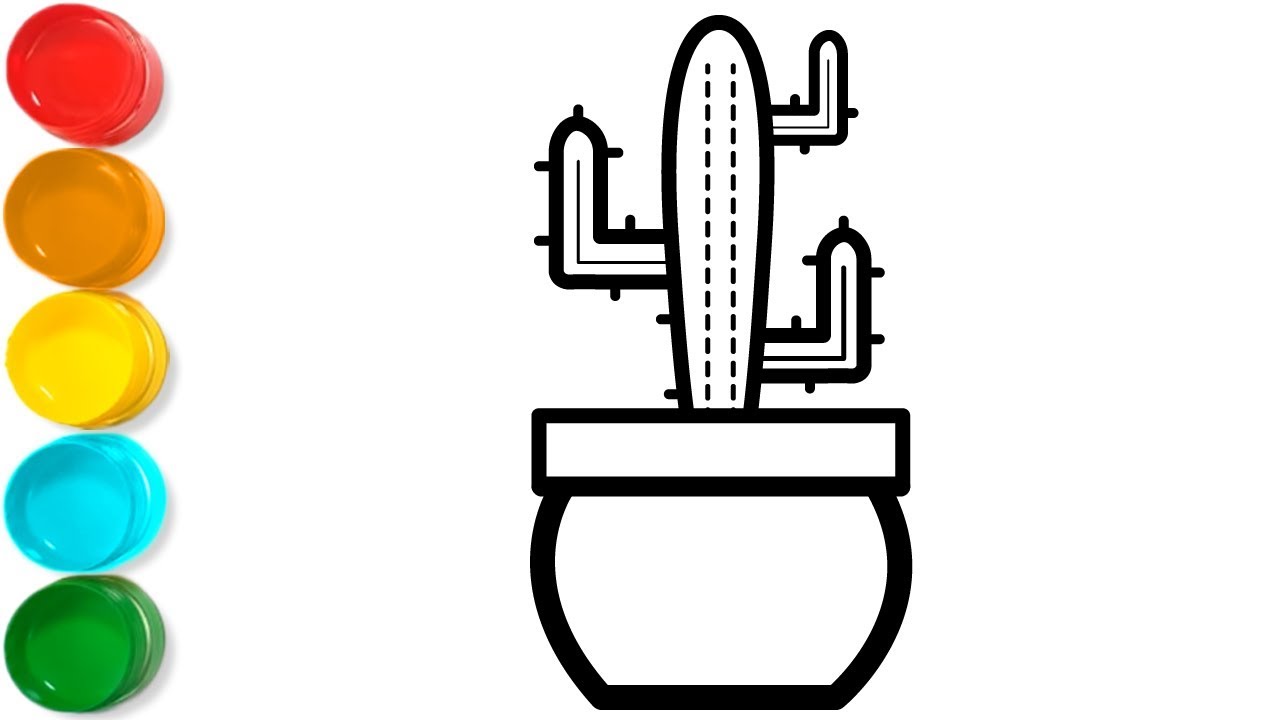 8 Cactus Drawing and Coloring Pages for Kids, Toddlers - Easy Cactus Drawing for Kids