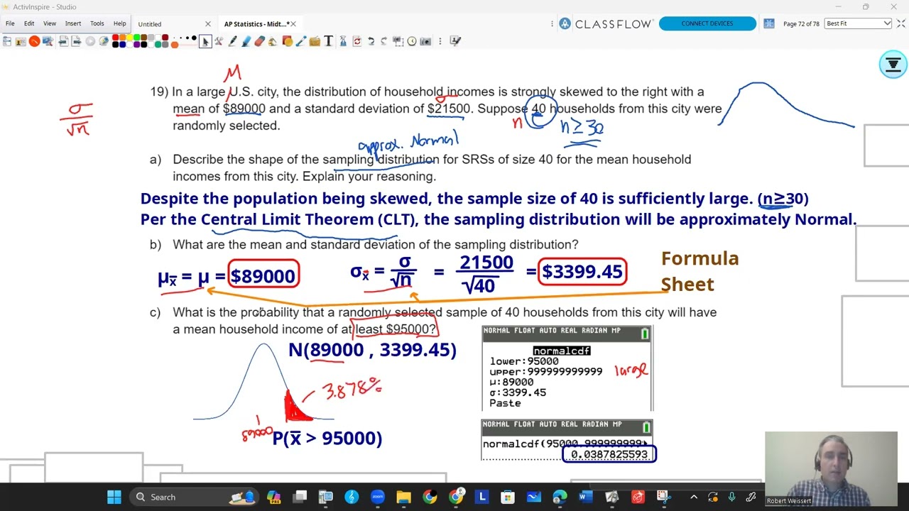 AP Statistics - Chapter 7 Midterm Review  - Sampling Distributions