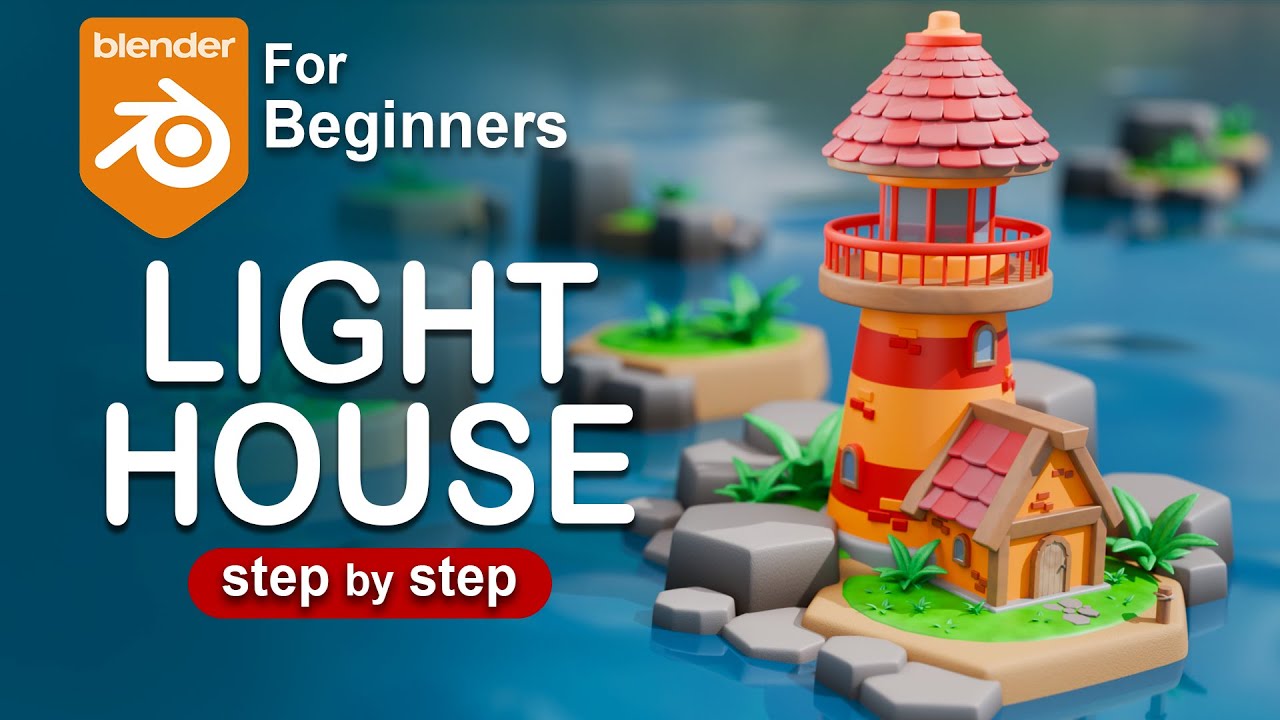 Blender Tutorial: Create a Lighthouse Island Step by Step #blender #tutorial #polyeevee