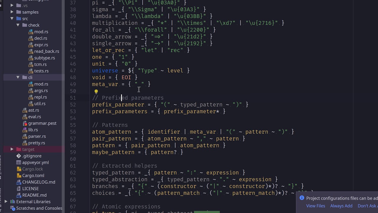 intellij-pest test syntax-highlight on-the-fly