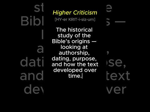 Higher Criticism - Theology, one word at a time