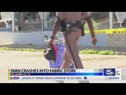 Car crashes into A&E Fabrics in Escambia County