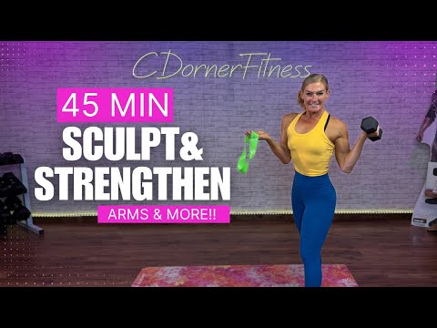 45-Min Upper Body Focused Dumbbell Workout (Total Body Strength)
