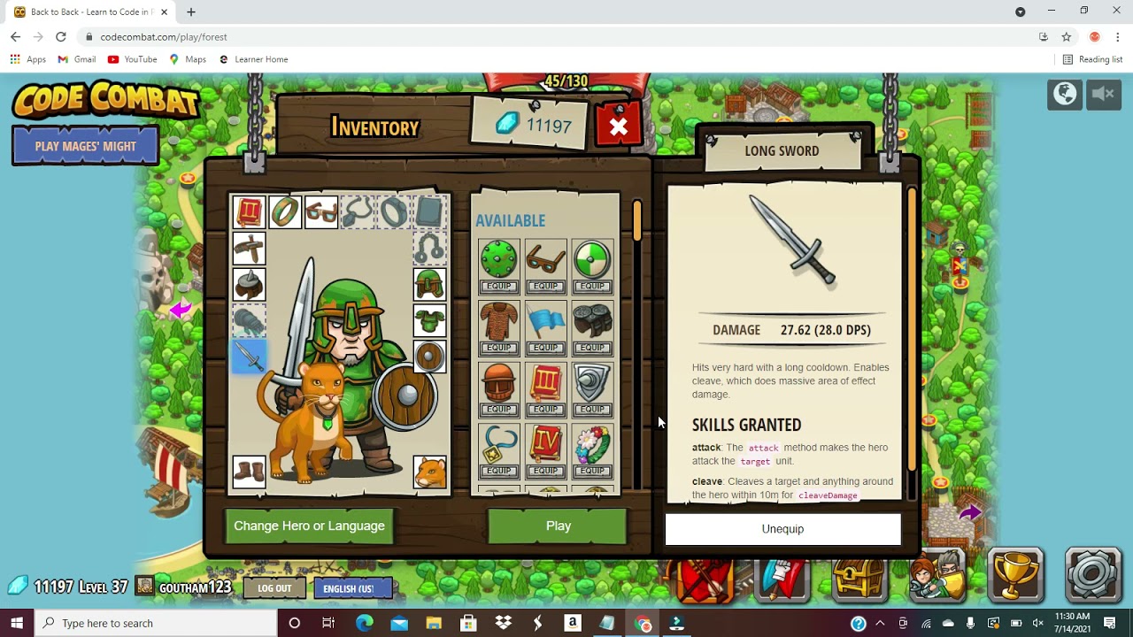 Backwoods forest: Part 2, in codecombat python