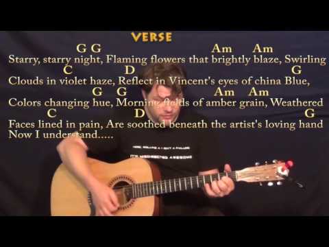 Vincent "Starry Starry Night" (Don McLean) Guitar Cover Lesson with Chords/Lyrics