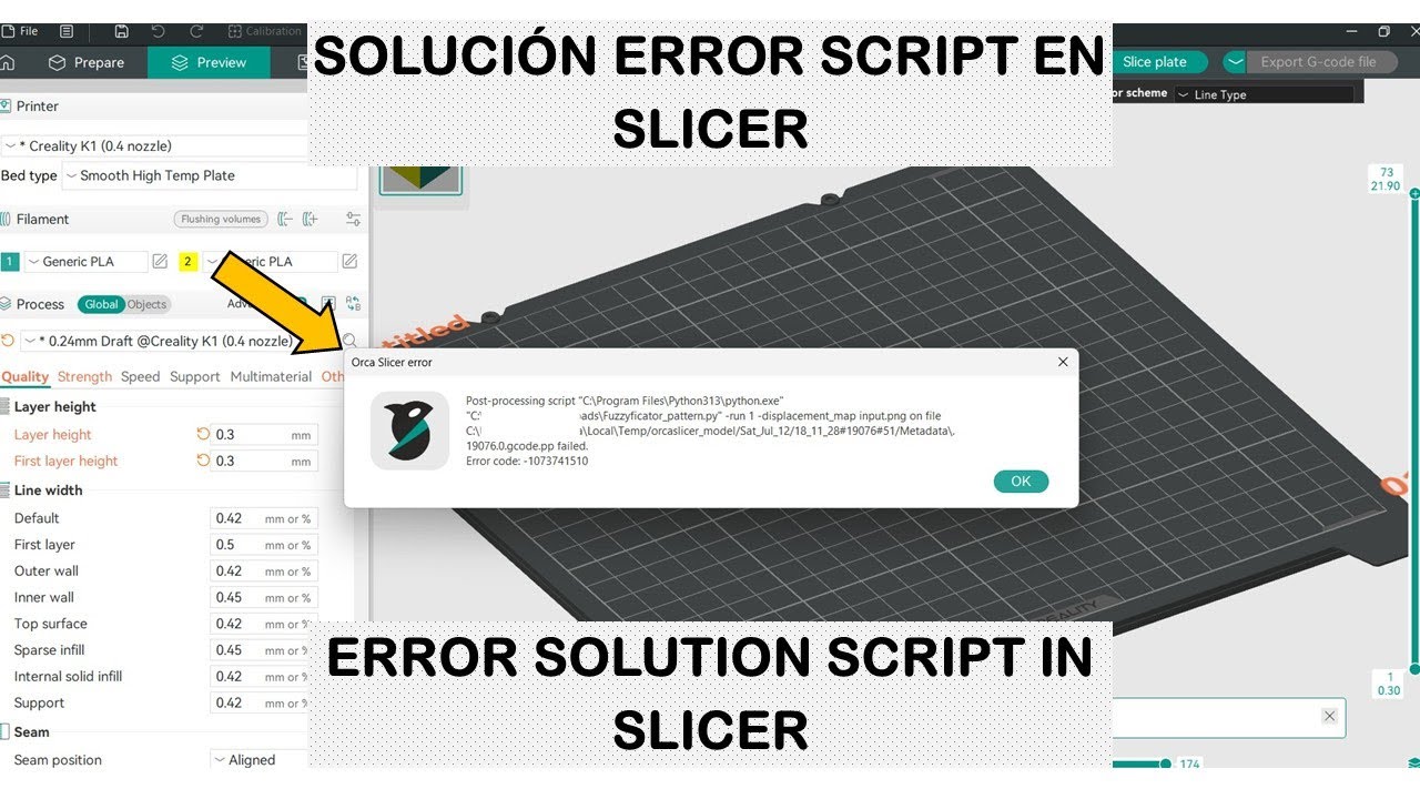 Error Post Processing Script OrcaSlicer PrusaSlicer BambuStudio | gcode.pp failed | Error code