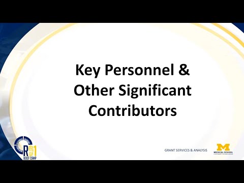 Key Personnel/OSC – NIH Grant Applications