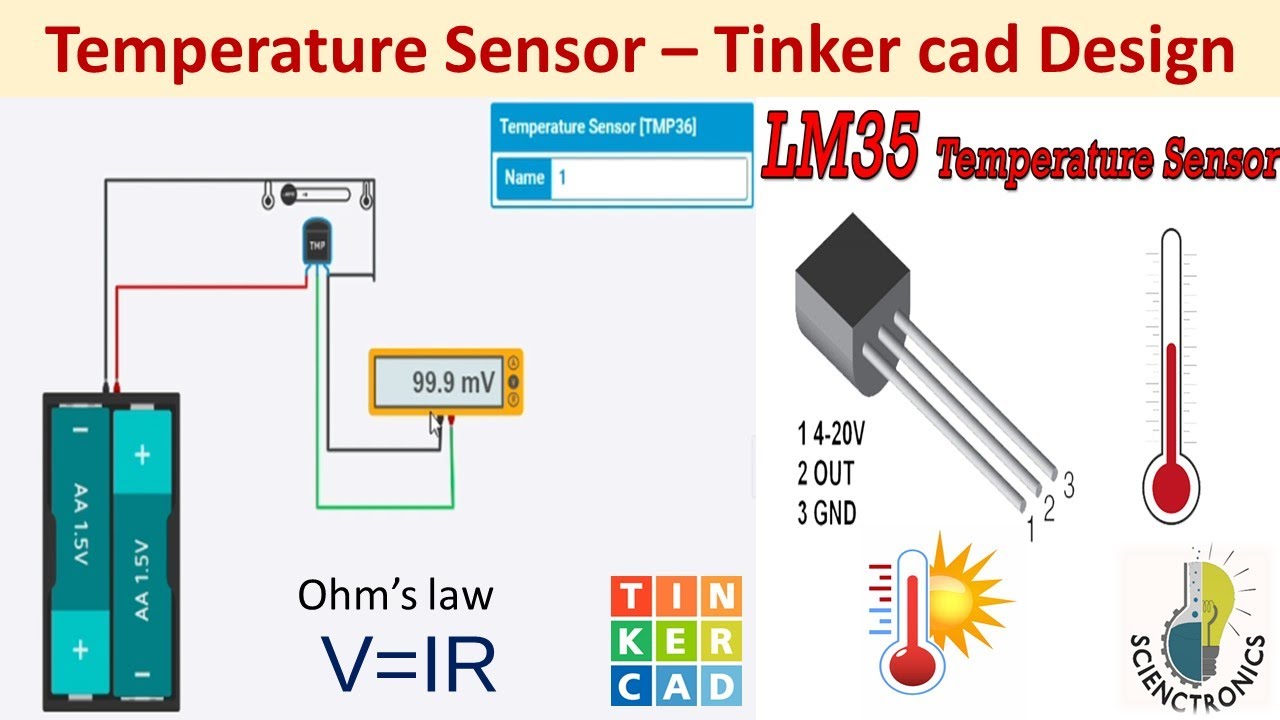 Temperature Sensor Circuit Design using Tinkercad I Temperature Sensor LM35