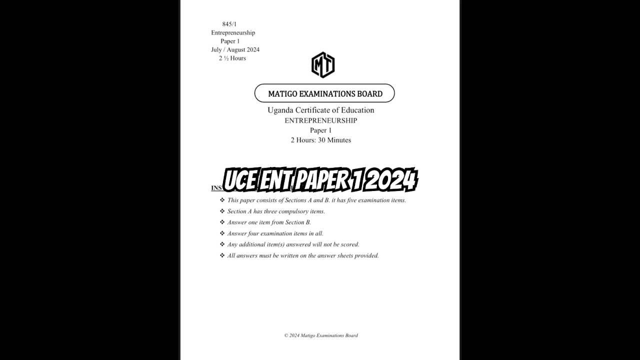 UCE ENTREPRENEURSHIP PAPER 1 2024 #katedapp #learning #education