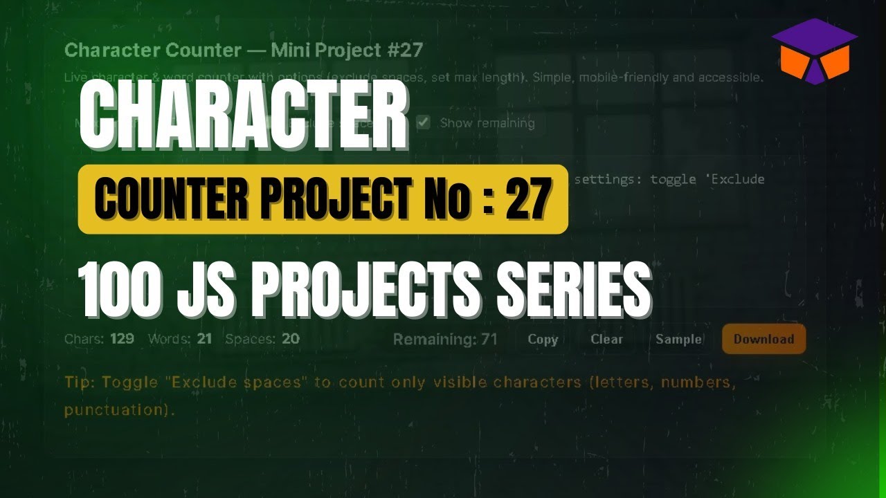 Character Counter JavaScript Project | Real Time Character & Word Counter  Project-27 #coding