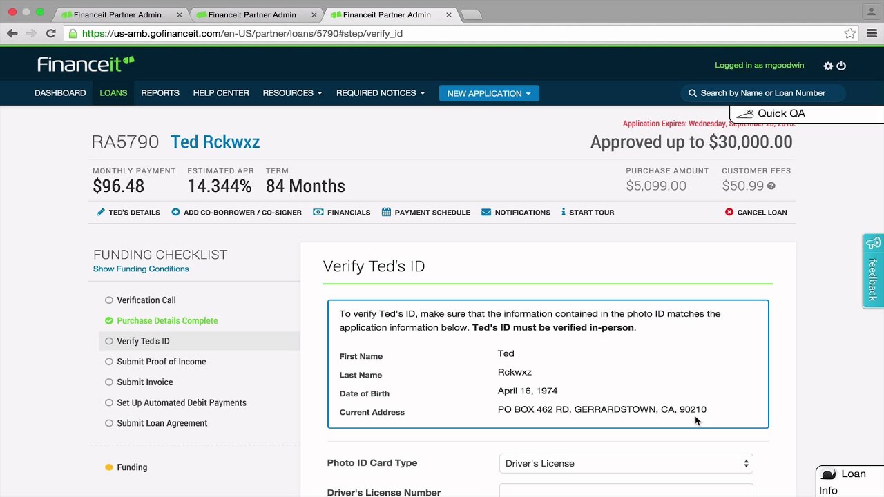 Create a Loan Application - USA