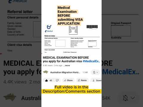 Medical Examination before Submitting Visa Application #HAPID #visaaustralia #medical